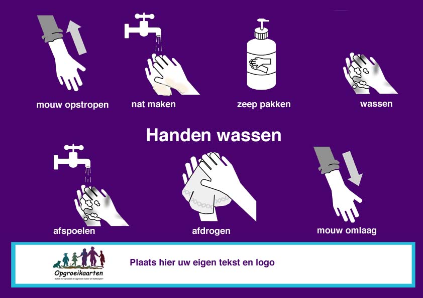 Handen wassen instructiekaart - gratisbeloningskaart.nl